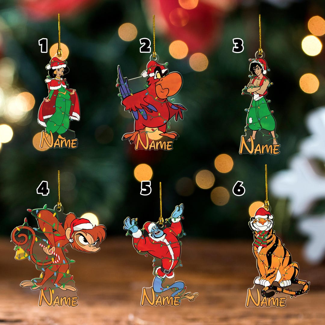 Personalized Disney Alladin Christmas Ornament, Aladdin Jasmine Genie ...