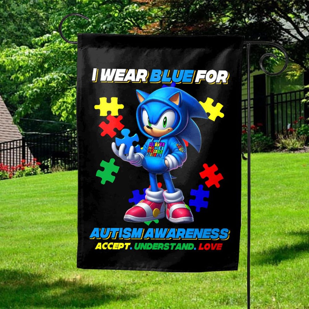 Sonic Autism Awareness Flag, Sonic the Hedgehog Autism Flag, Blue ...