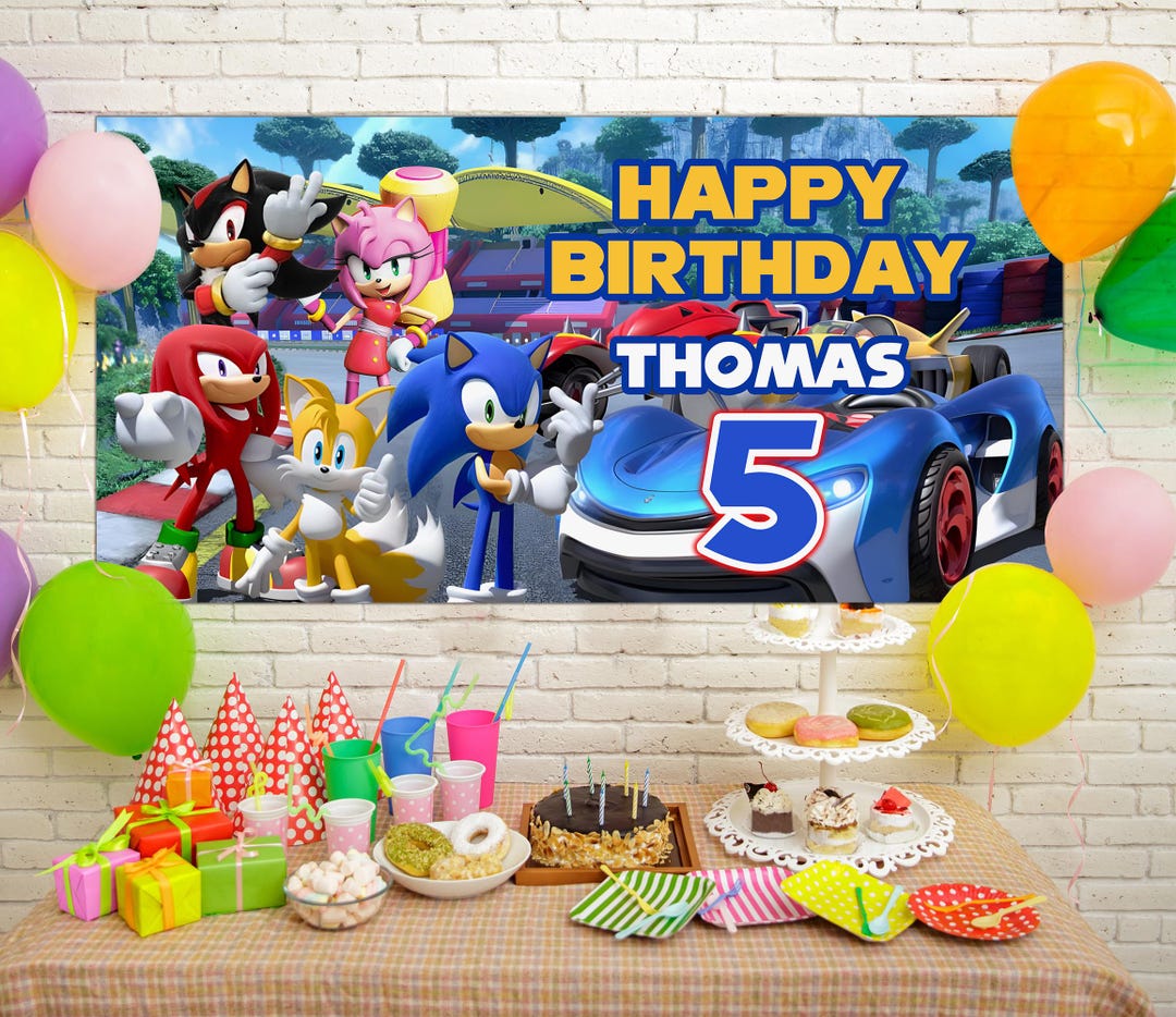 Sonic Birthday Party Backdrop/sonic Hedgehog 3 Birthday Banner/custom ...