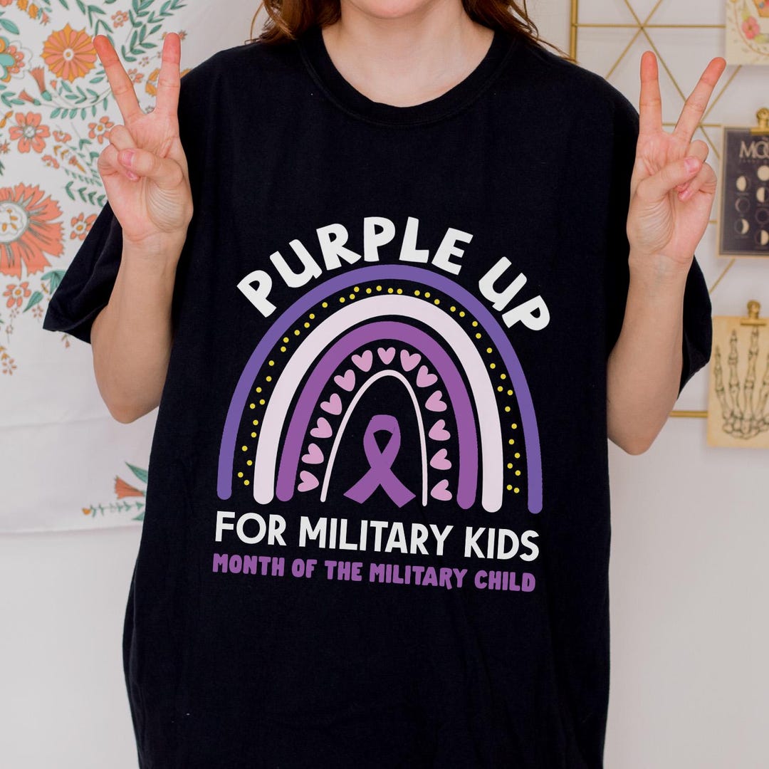 Military Shirt, Purple Rainbow Military Child Shirt, Purple up Shirt ...
