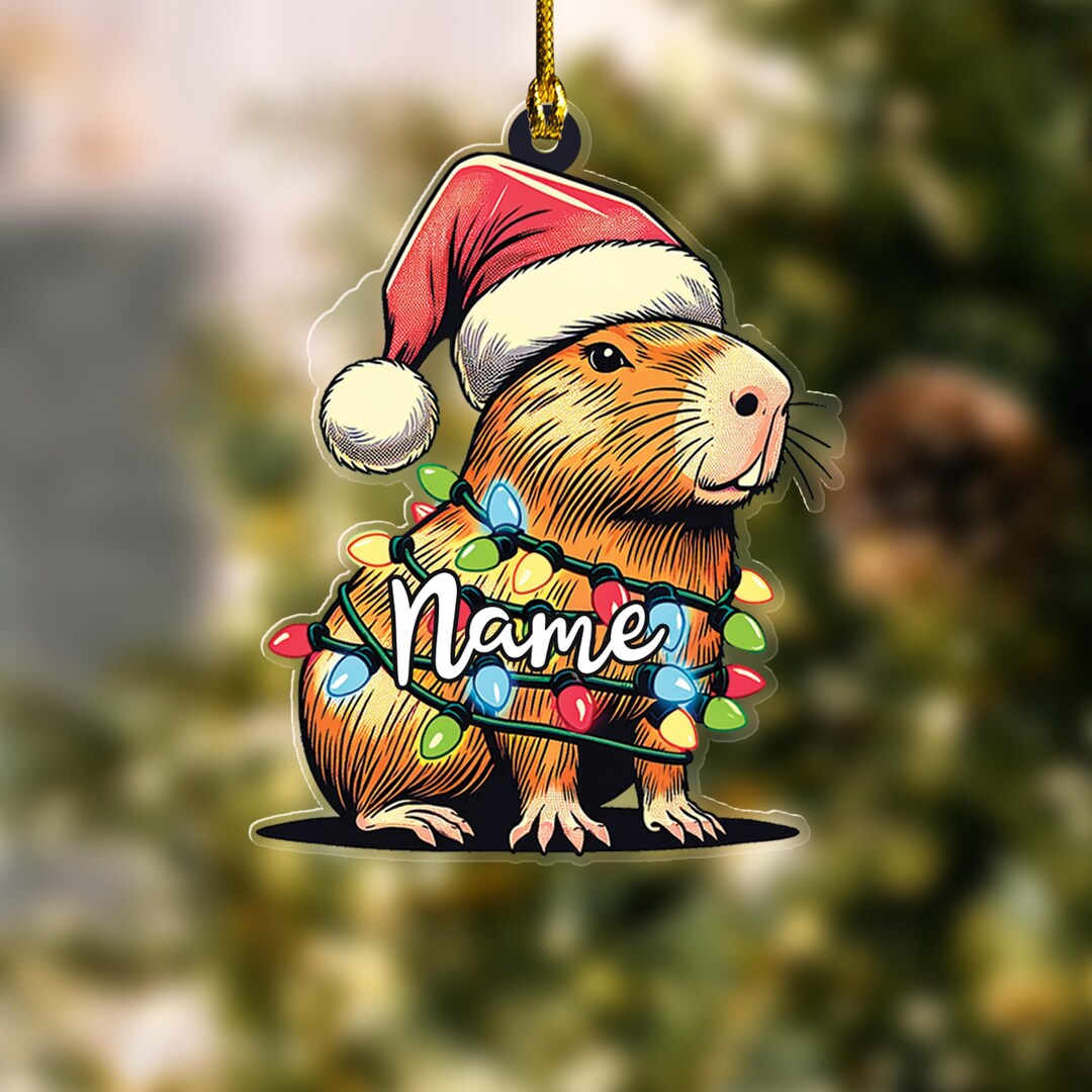 Capybara Christmas Ornament, Cute Capybara Ornament, Custom Capybara ...