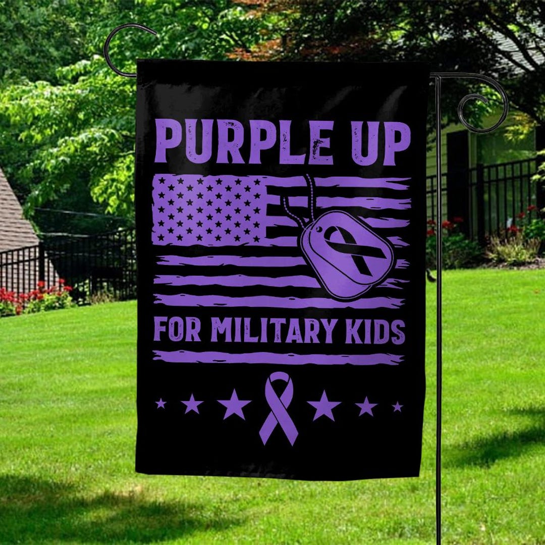 Military Child Month American Flag, Purple up Garden Flag, Kids Army ...