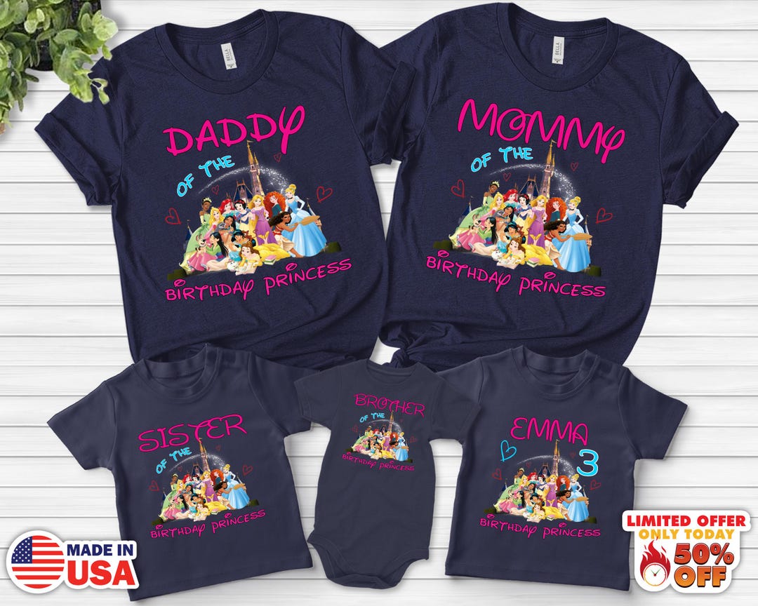 Birthday Princess Shirt, Custom Birthday Tees, Birthday Party Shirt ...