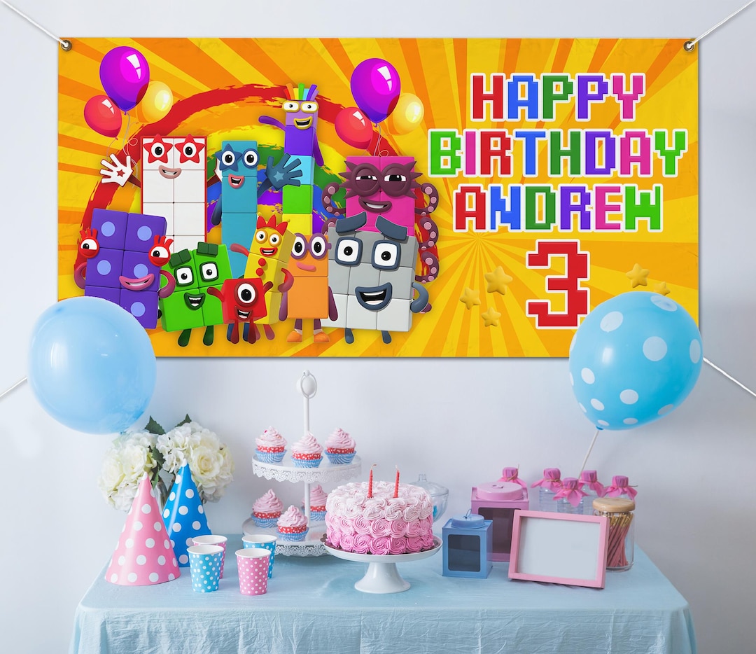 Personalized Birthday Numberblocks Banner, Printable Party Backdrops ...