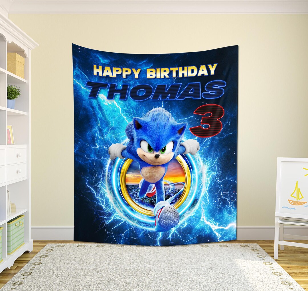 Sony Birthday Banner, Sonic Banner, Personalized Banner, Sonic ...