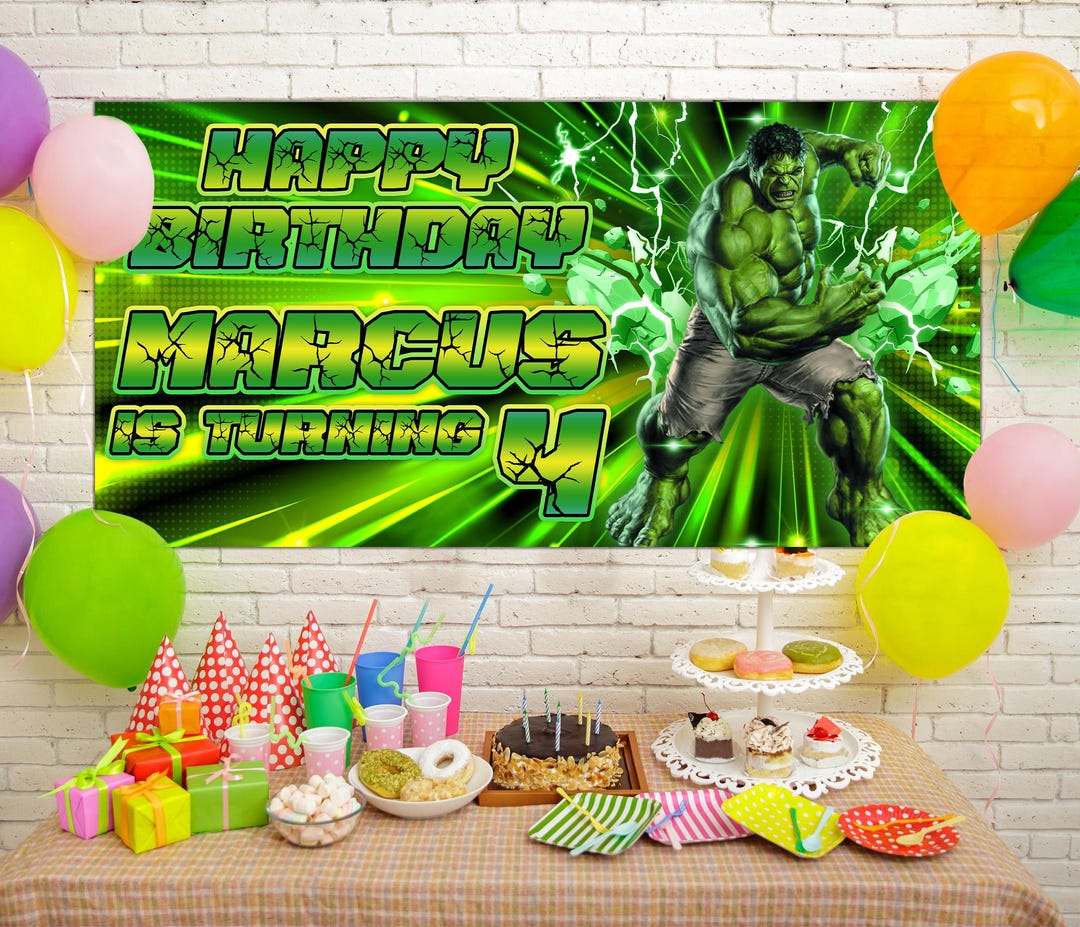 Hulk Birthday Backdrop/hulk Backdrop/the Hulk Birthday Party/hulk Party ...