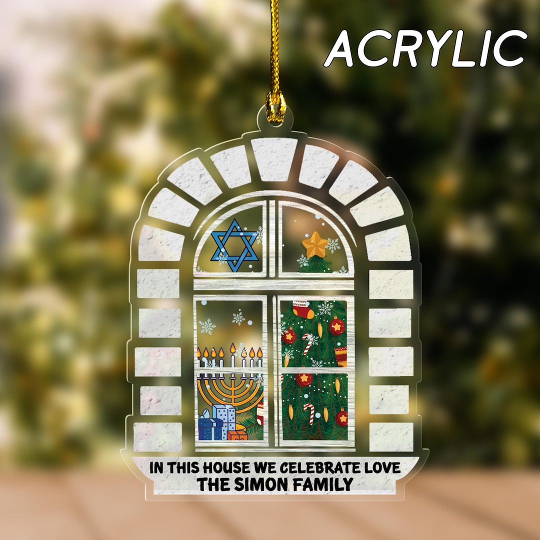 Personalized Hanukkah 2D Flat Acrylic Ornament, Christmas Hanukkah ...