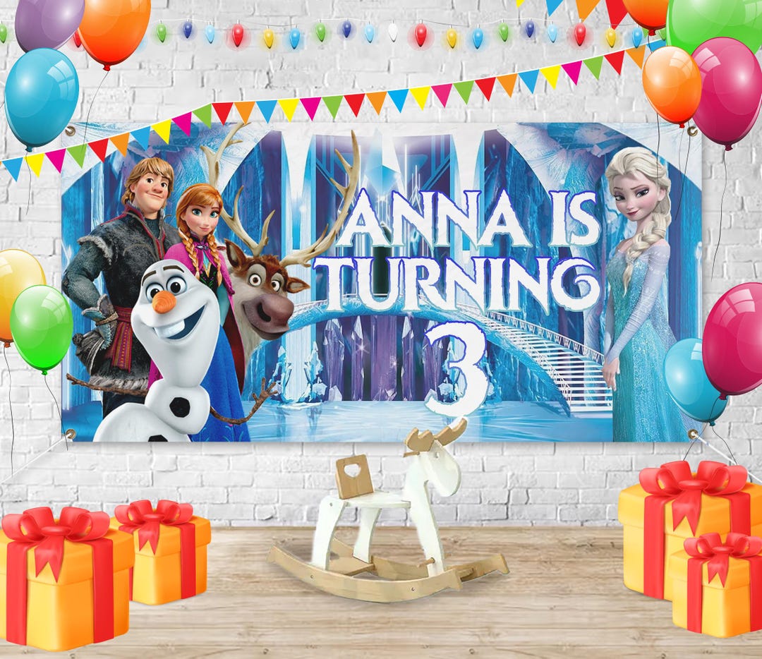 Disney Frozen Princess Theme Party, Custom Frozen Elsa Backdrop, Baby ...