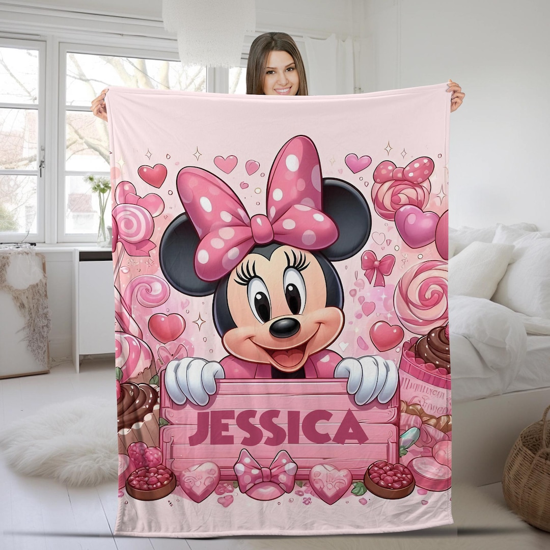 Personalized Minnie Mouse Blanket, Custom Disney Minnie Blanket, Disney ...
