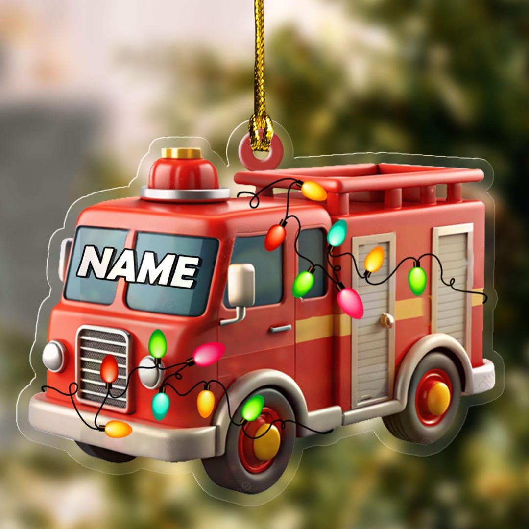Personalized Fire Truck Christmas Ornament, Trucker Christmas Light ...