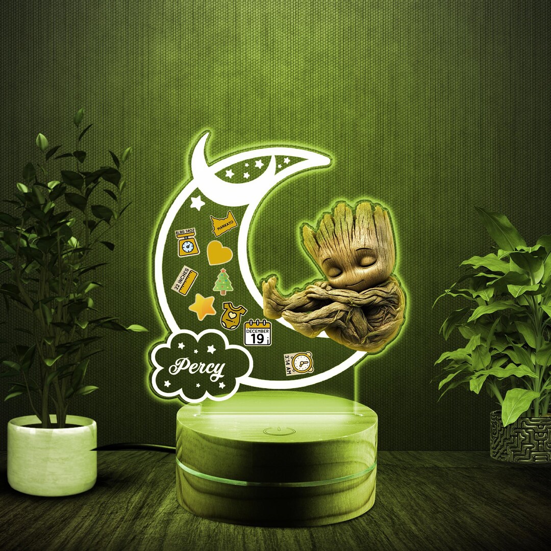 Personalized Baby Groot Night Light, Custom LED Desk Lamp, Disney Groot ...