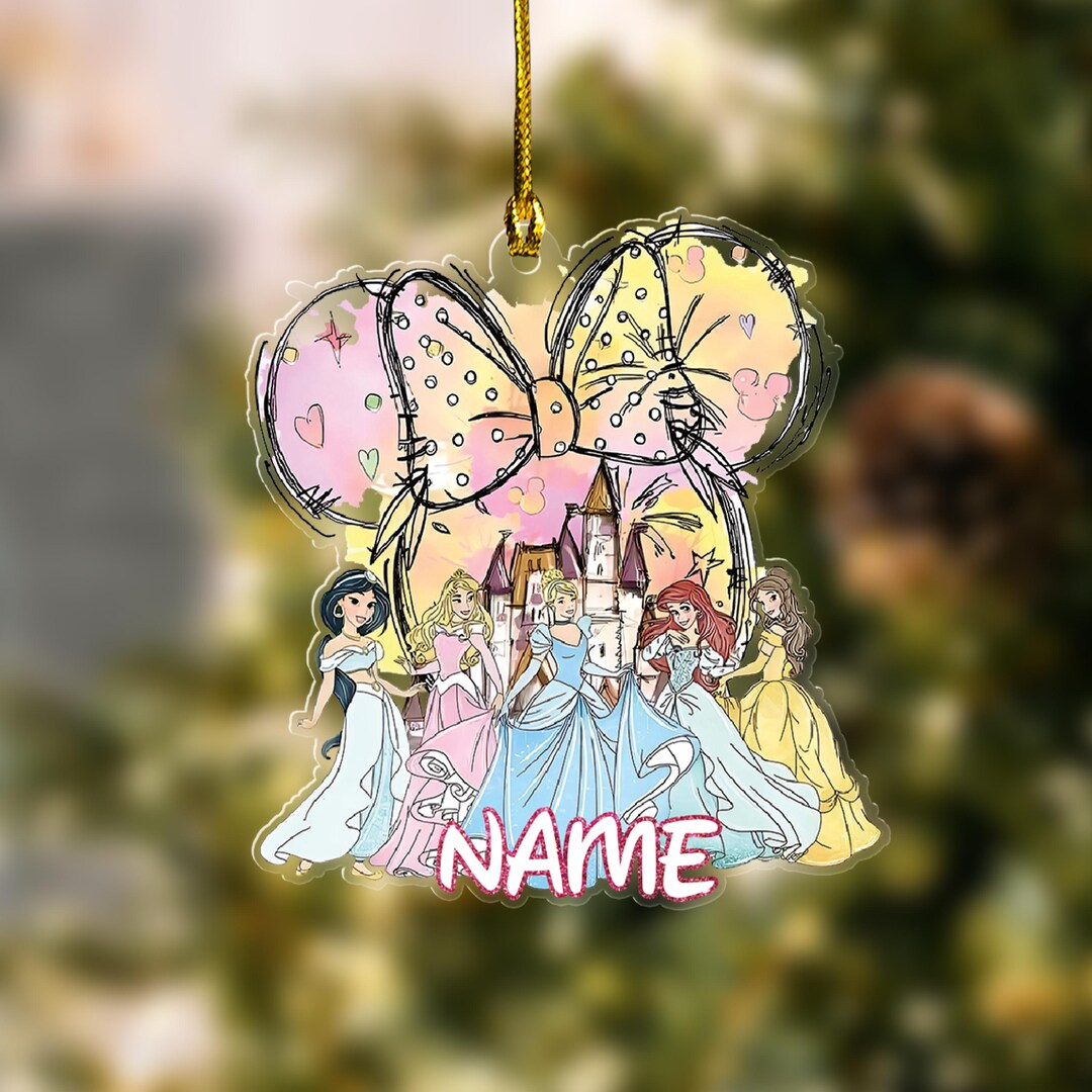 Personalized Watercolor Princess Cut Out Ornament, Family Trip Ornament ...