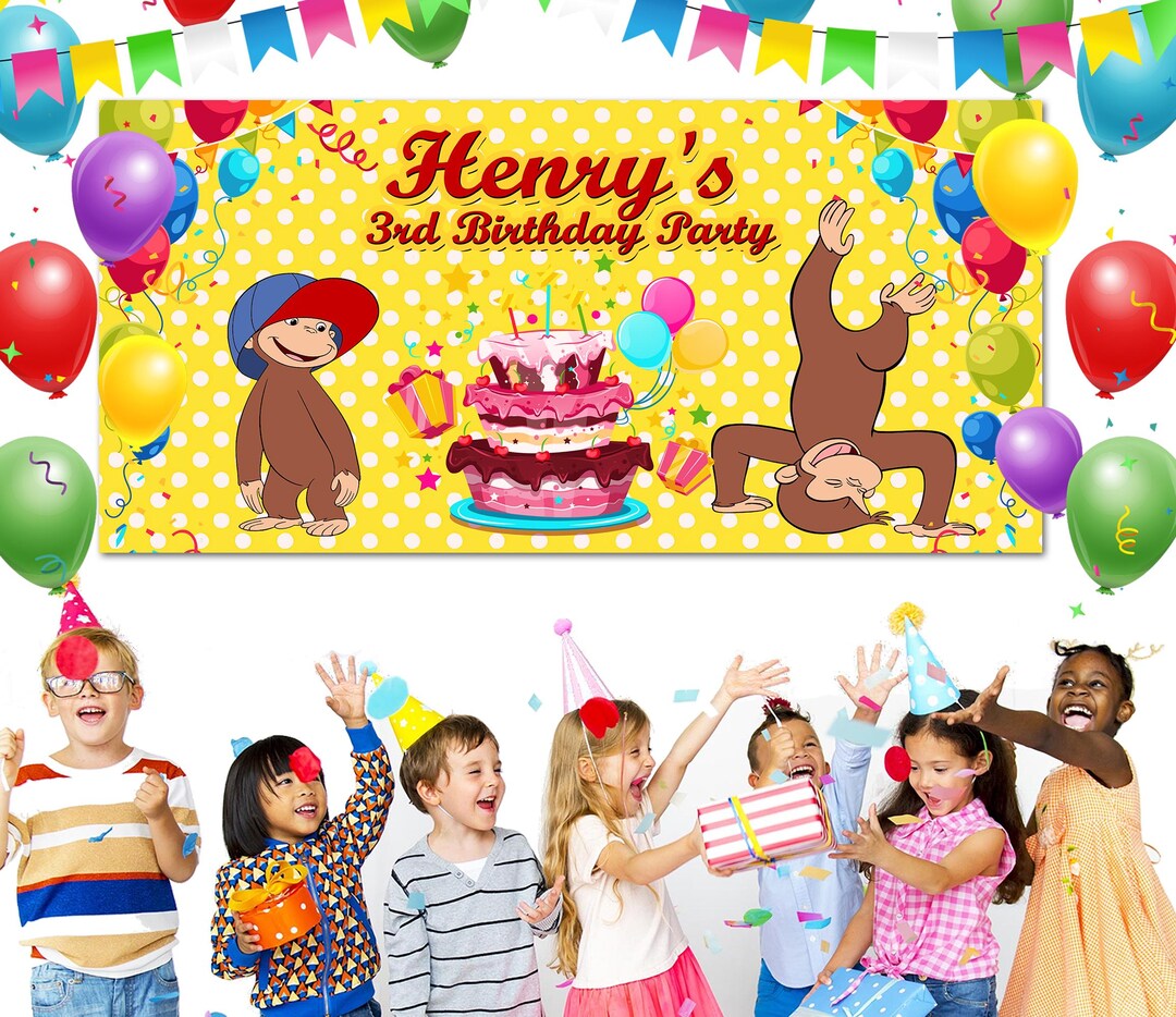 Personalized Curious George Birthday Backdrop,curious George Birthday ...