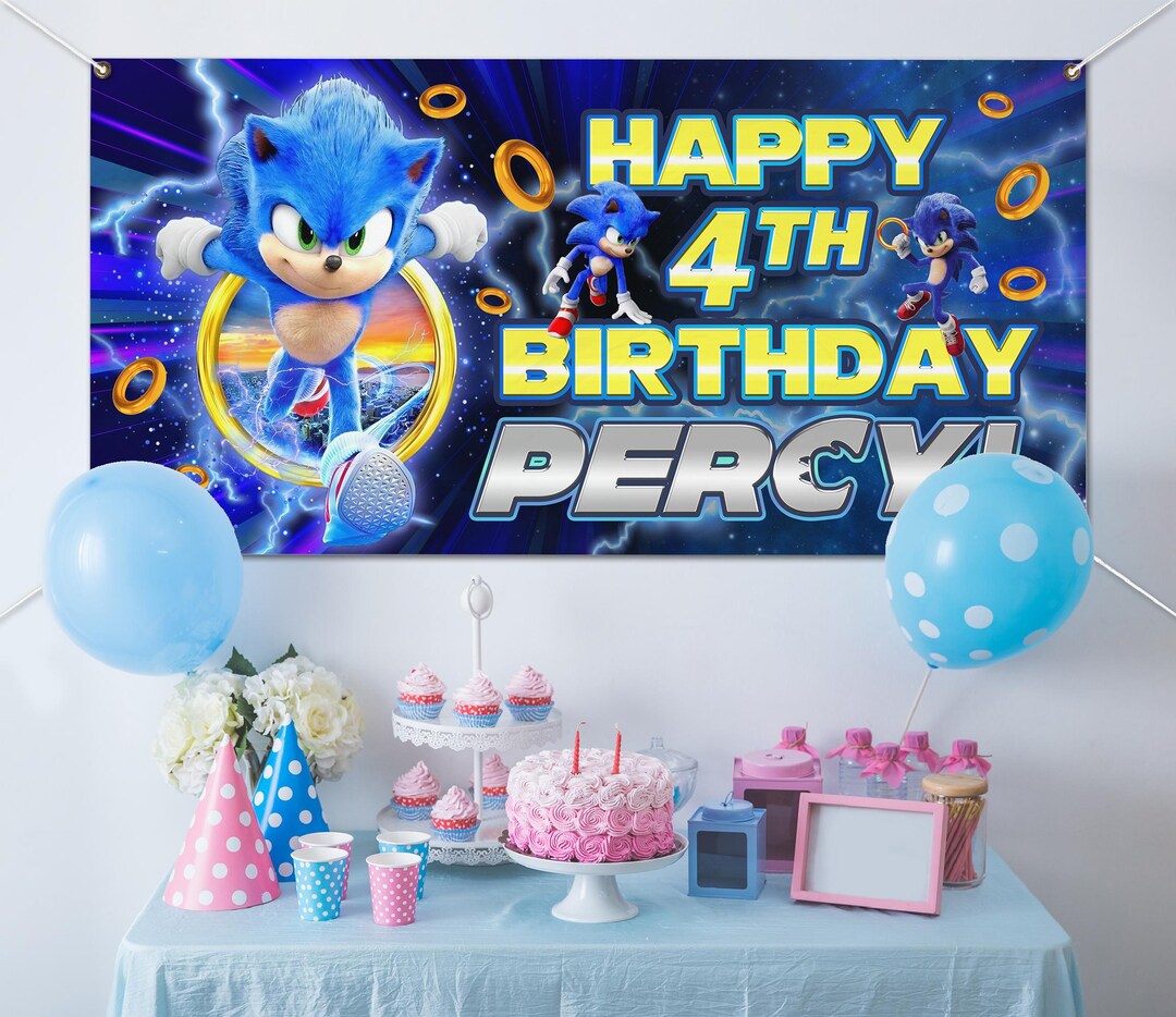Sonic Birthday Party Backdrop Sonic Birthday Banner Custom Sonic ...