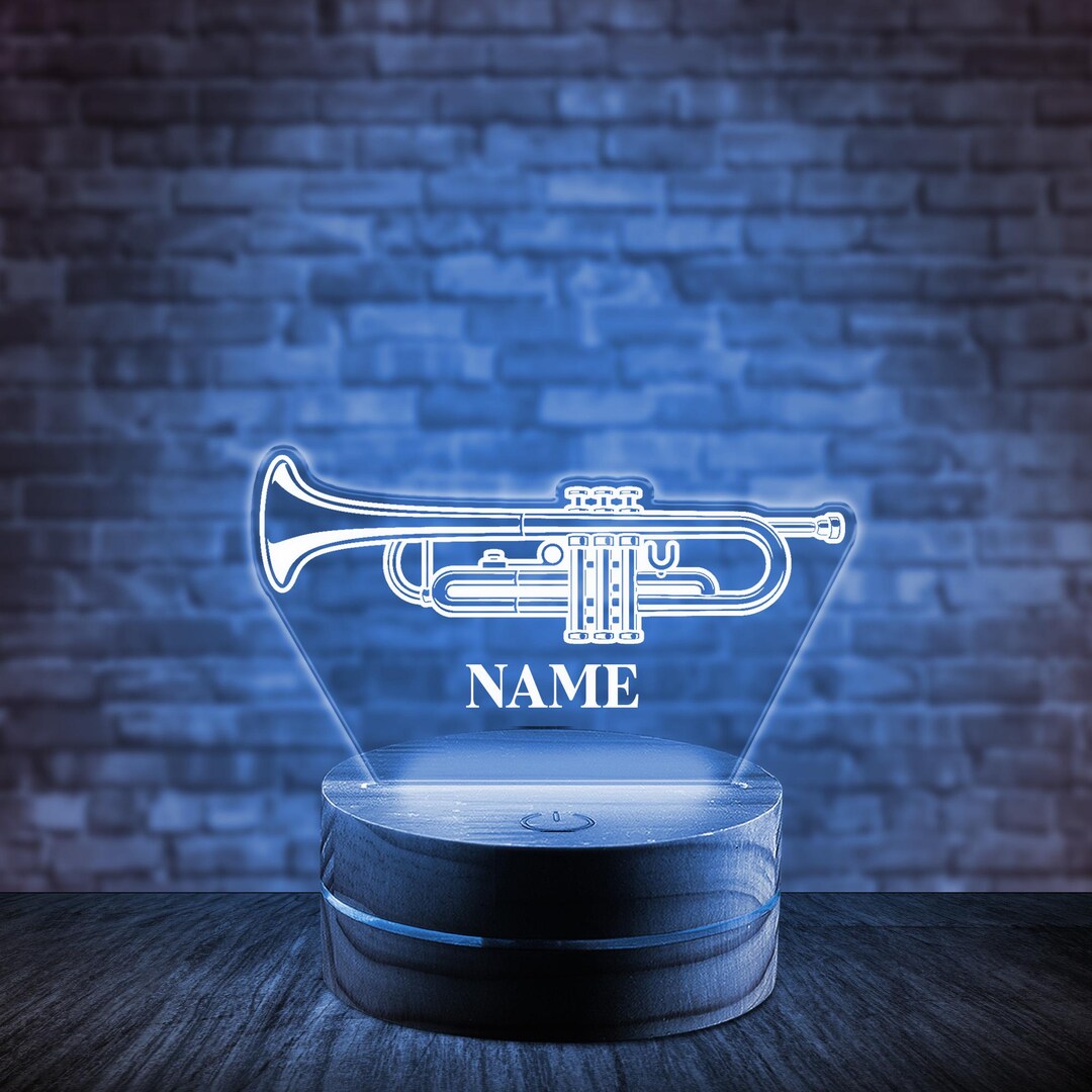 Custom Name Musical Instrument 3D LED Night Light, Trumpet Light Room ...