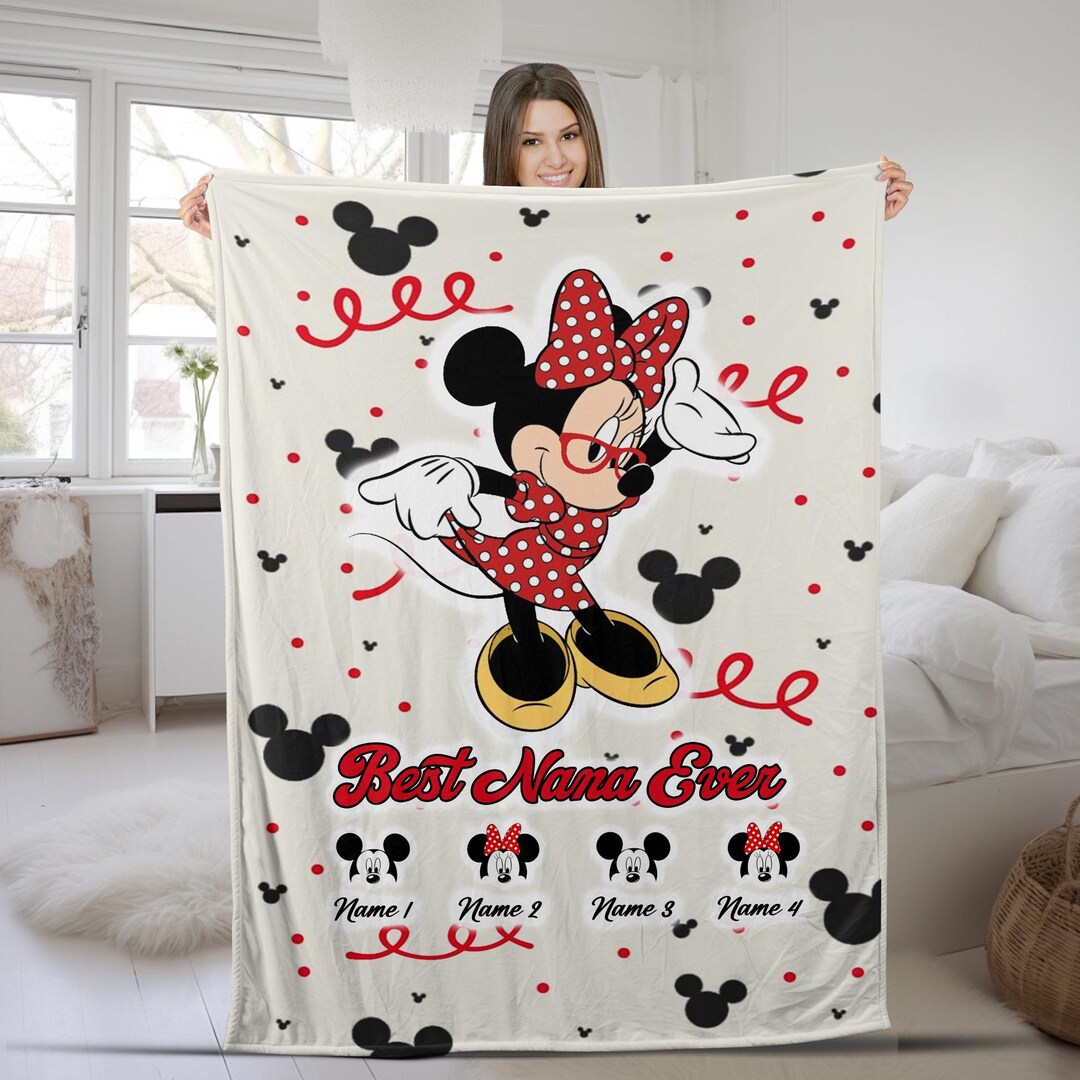 Personalized Watercolor Minnie Mouse Blanket, Custom Name Disney Minnie ...