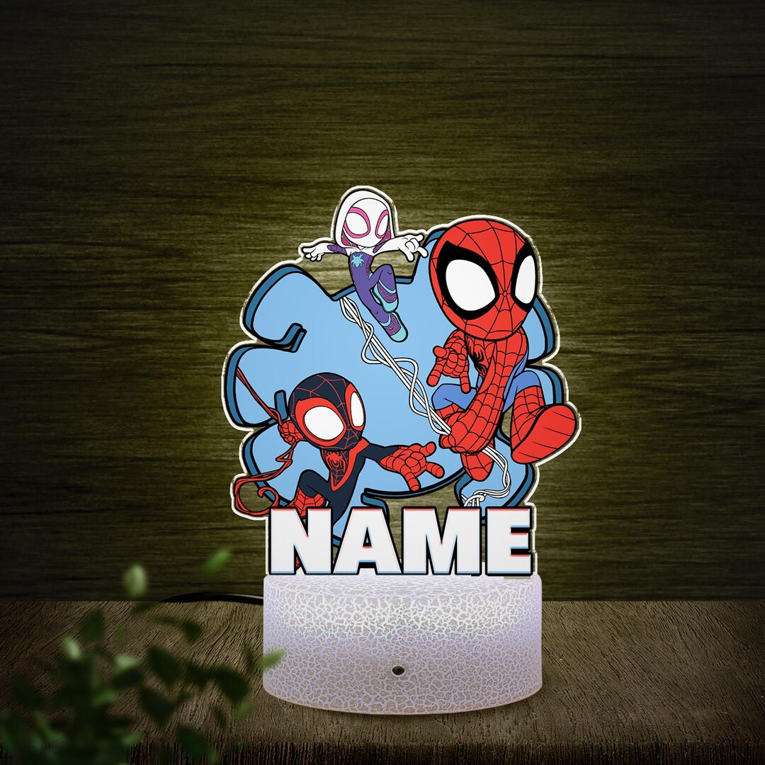 Personalized Spidey and His Amazing Friends Night Light, Kid Bedroom ...