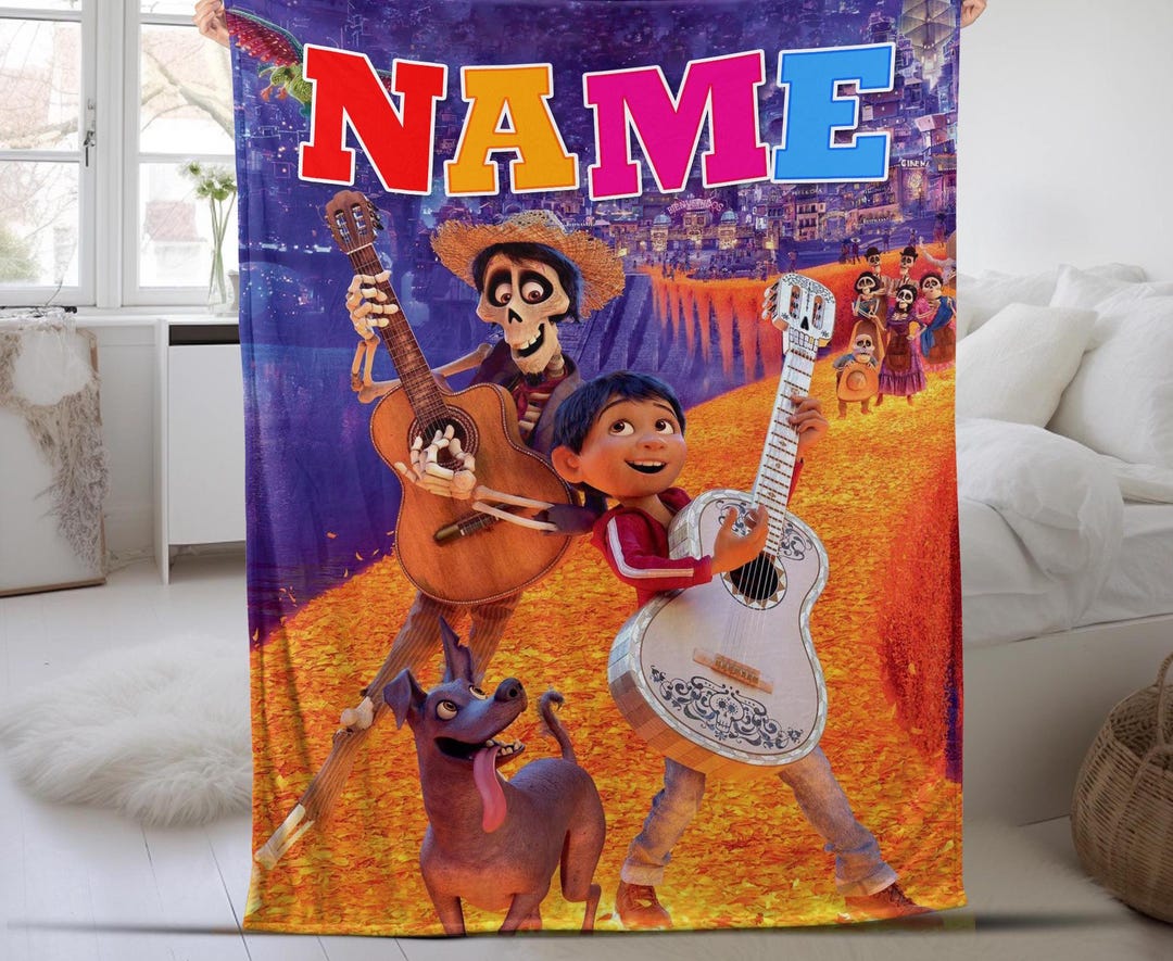 Personalized Watercolor Disney Pixar Coco Blanket, Custom Name Miguel ...