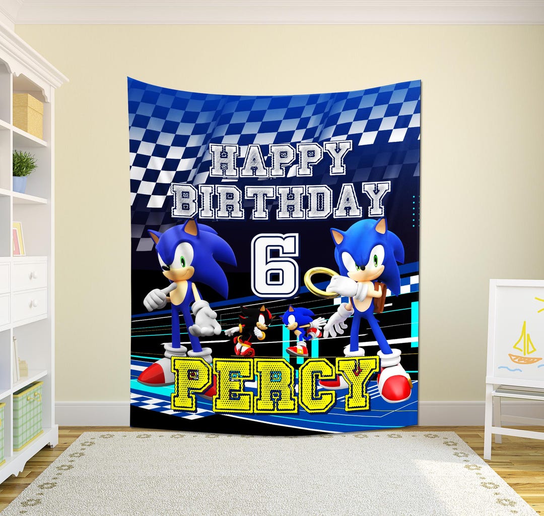 Sonic Birthday Party Backdrop Sonic Birthday Banner Custom Sonic ...