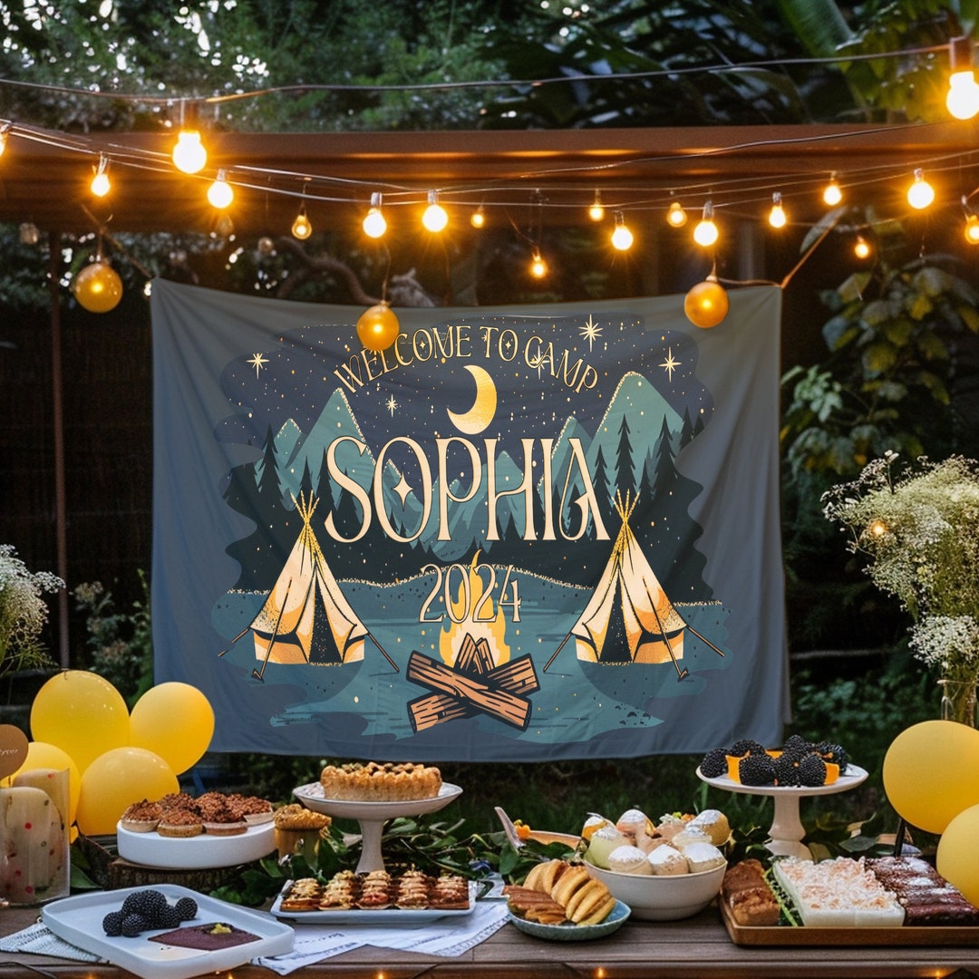 Camp Bachelorette Party Banner, Retro Camping Bachelorette Party ...