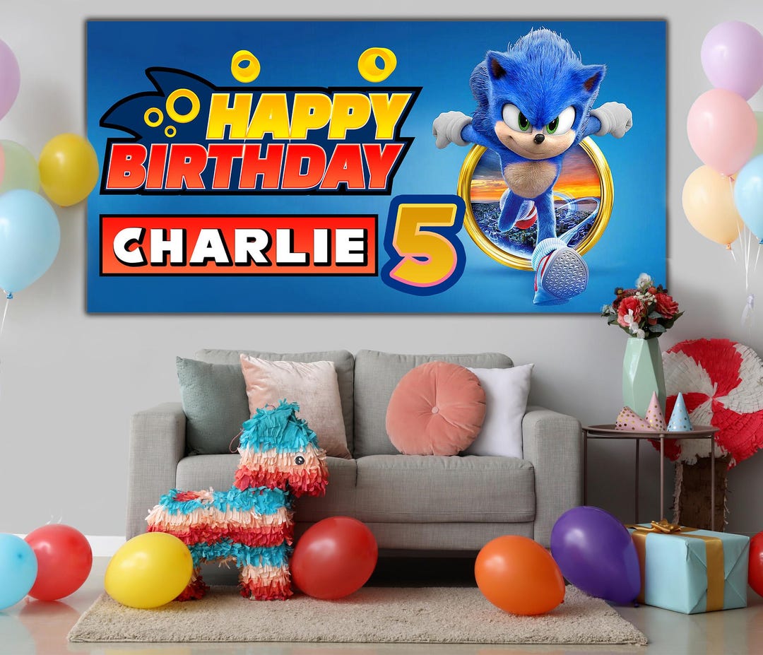 Sonic Birthday Party Backdrop, Sonic Hedgehog Birthday Banner, Custom ...