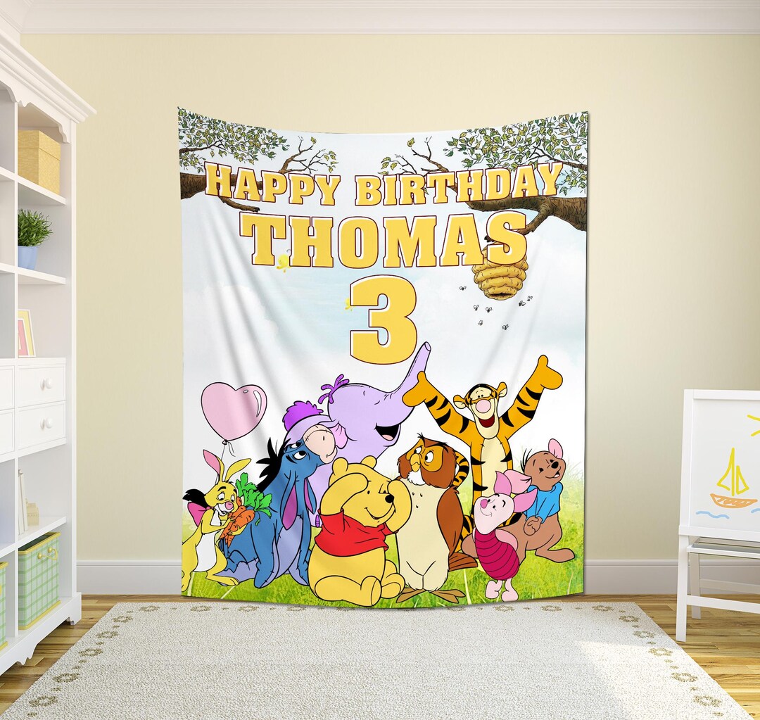 Personalized Winnie the Pooh Birthday Backdrop,winnie Pooh Bear ...