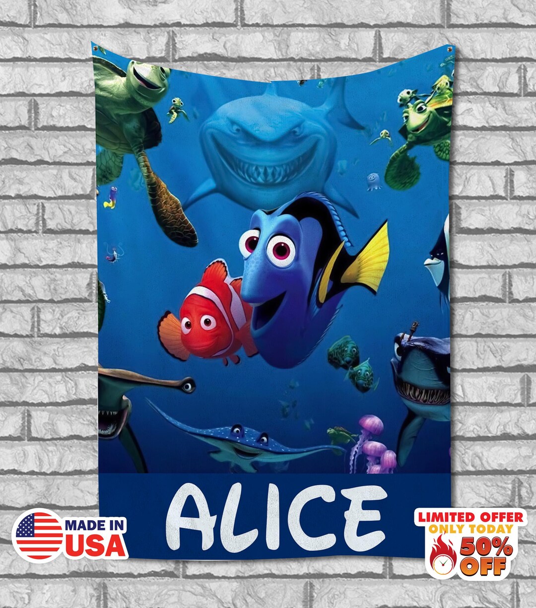 Personalized Dory Nemo Blanket, Finding Nemo Quilt Fleece Blanket, Mink ...