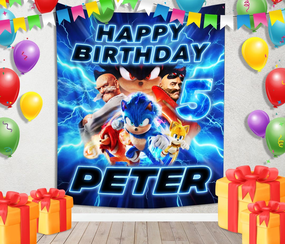 Sonic Birthday Party Backdrop Sonic Birthday Banner Custom Sonic ...
