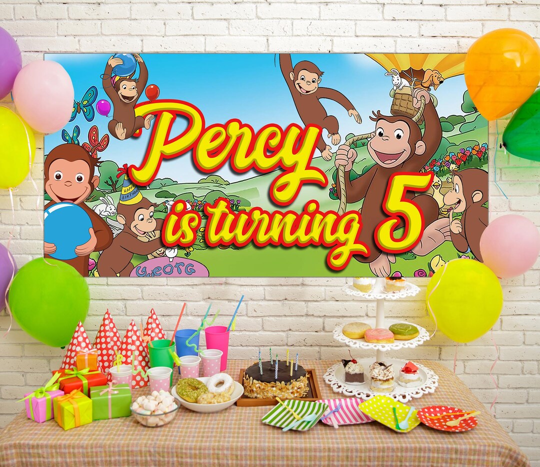Personalized Curious George Birthday Backdrop,curious George Birthday ...