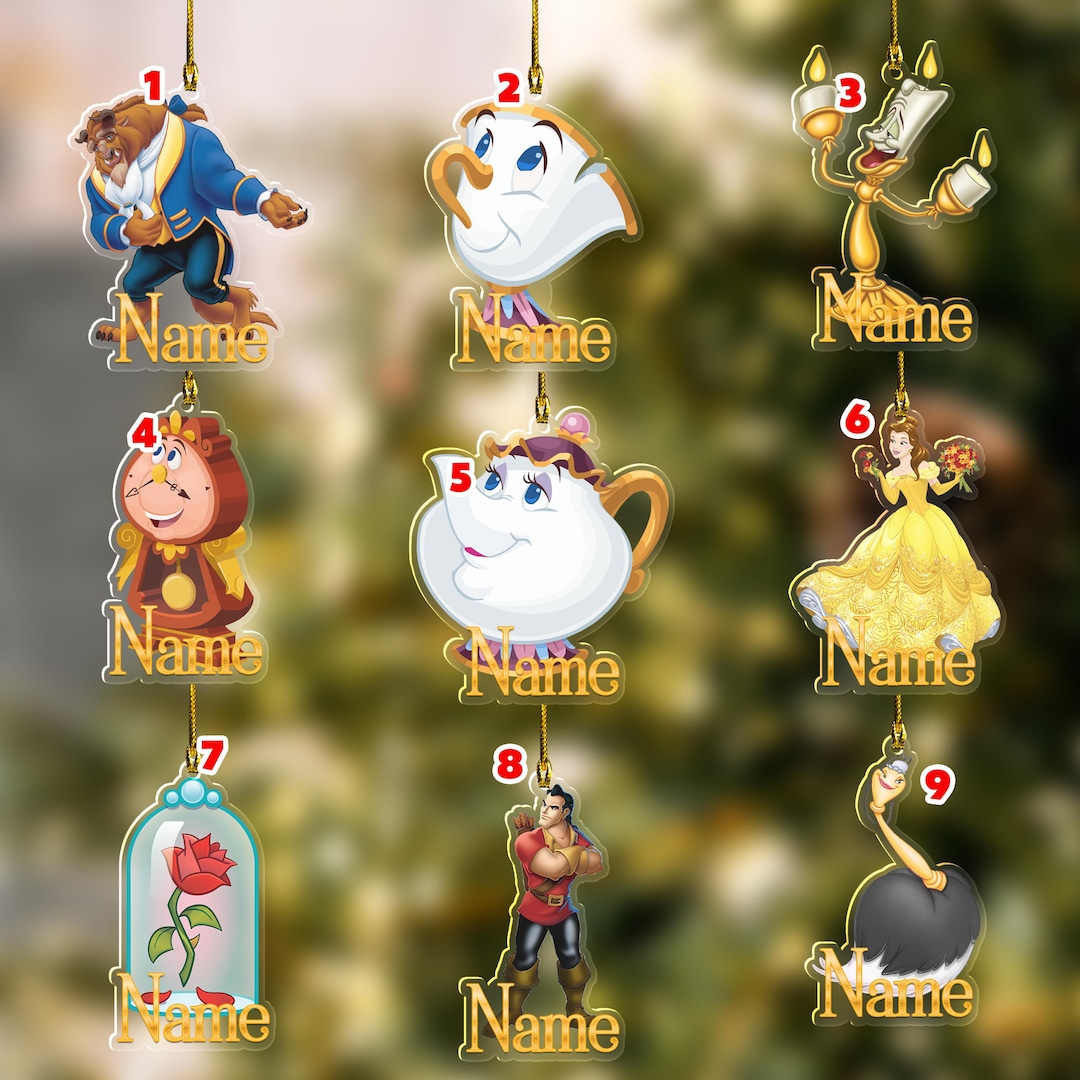 Personalized Beauty and the Beast Christmas Ornament, Disney Princess ...