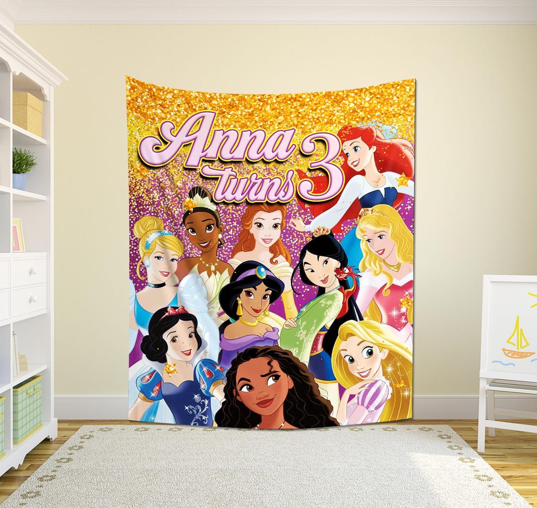 All Disney Princess Customized Birthday Backdrop, Personalized Party ...