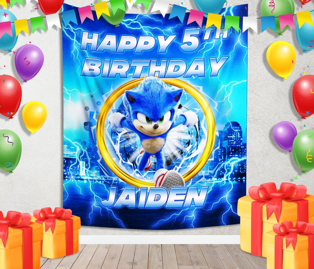 Sonic Birthday Party Backdrop/sonic Hedgehog Birthday Banner/custom ...