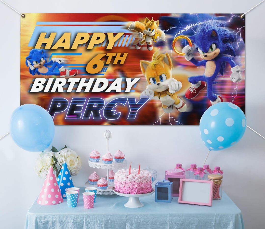 Sonic Birthday Party Backdrop Sonic Birthday Banner Custom Sonic ...