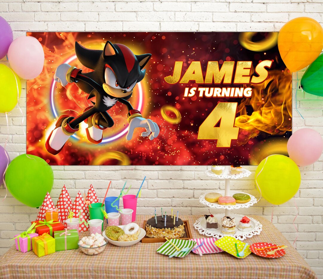 Sonic Birthday Party Backdrop/shadow Hedgehog Birthday Banner/custom ...