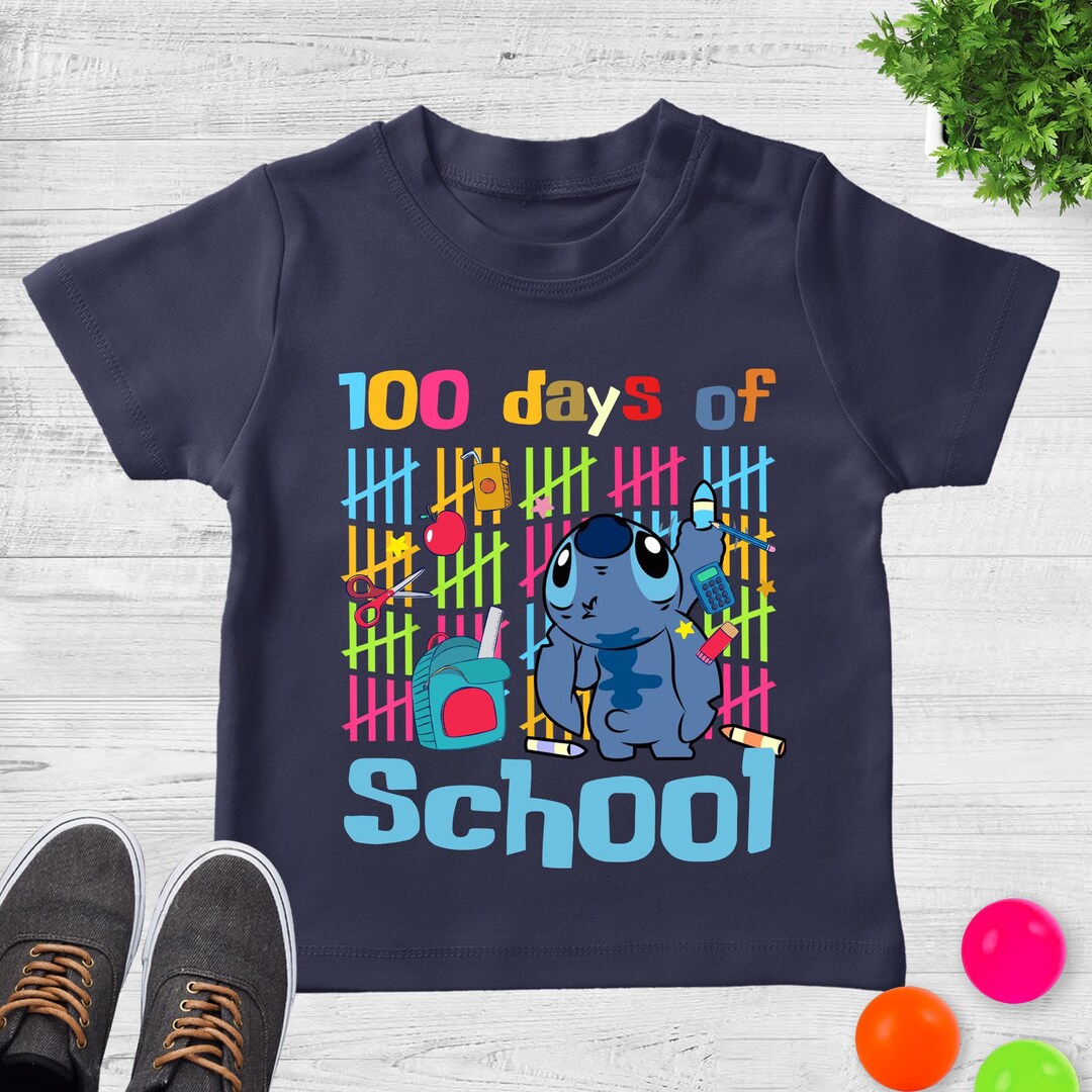 100 Days of School Shirt, Funny Teacher Stitch Celebration Tee, Back to School Outfit, 100 Days ...