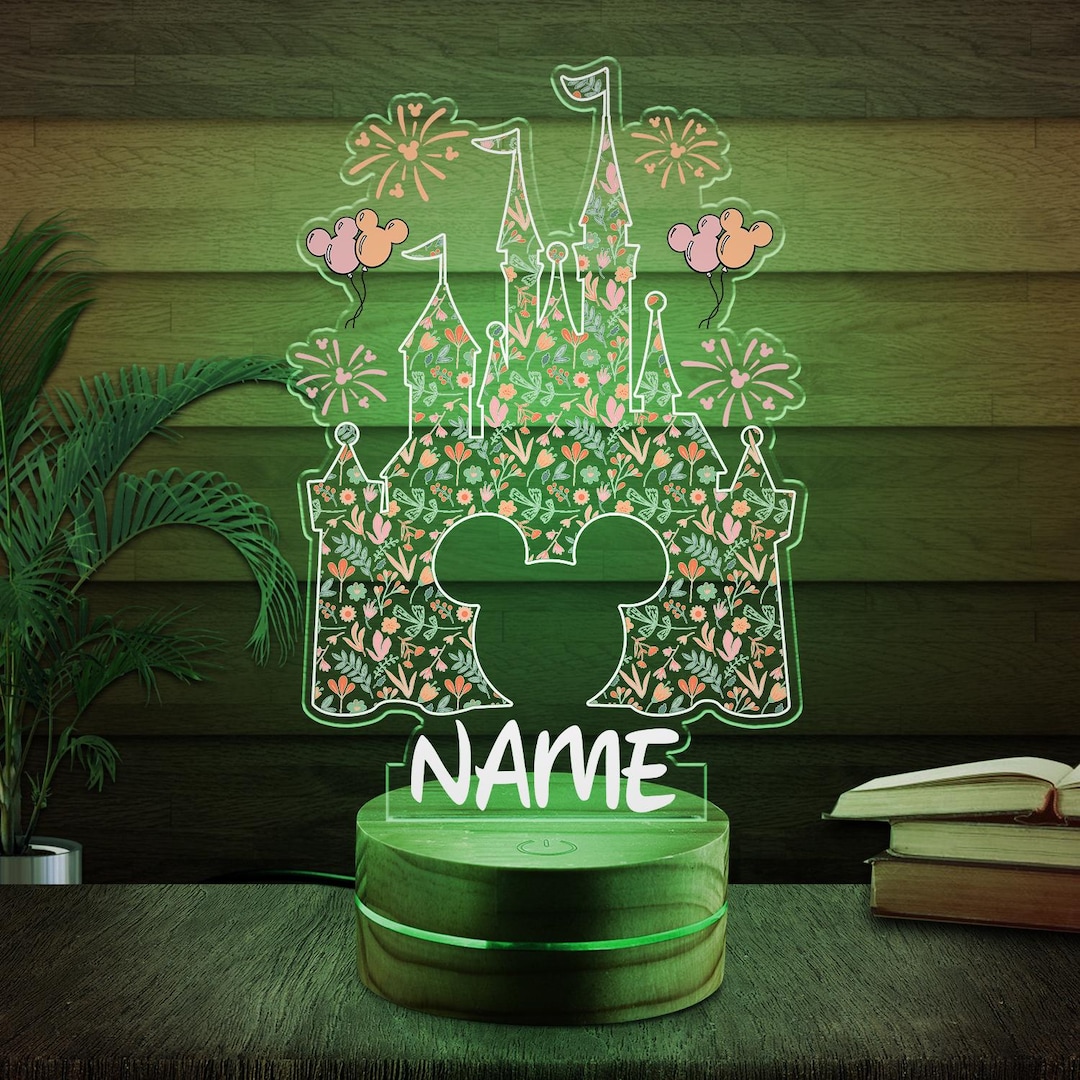 Personalized Disney Princess Castle Night Light, Custom Name Princess ...