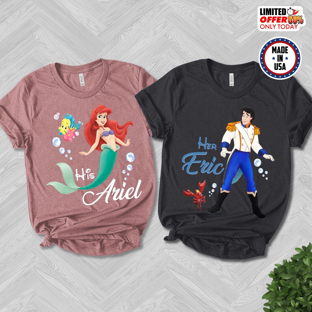 Disney Ariel and Prince Eric Shirt, Princess Ariel Little Mermaid Shirt ...