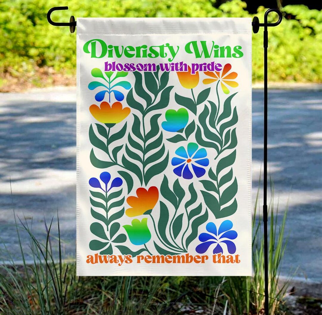 Diversity Wins Blossom With Pride Flag, Anti Racist Flag, Retro Flower ...
