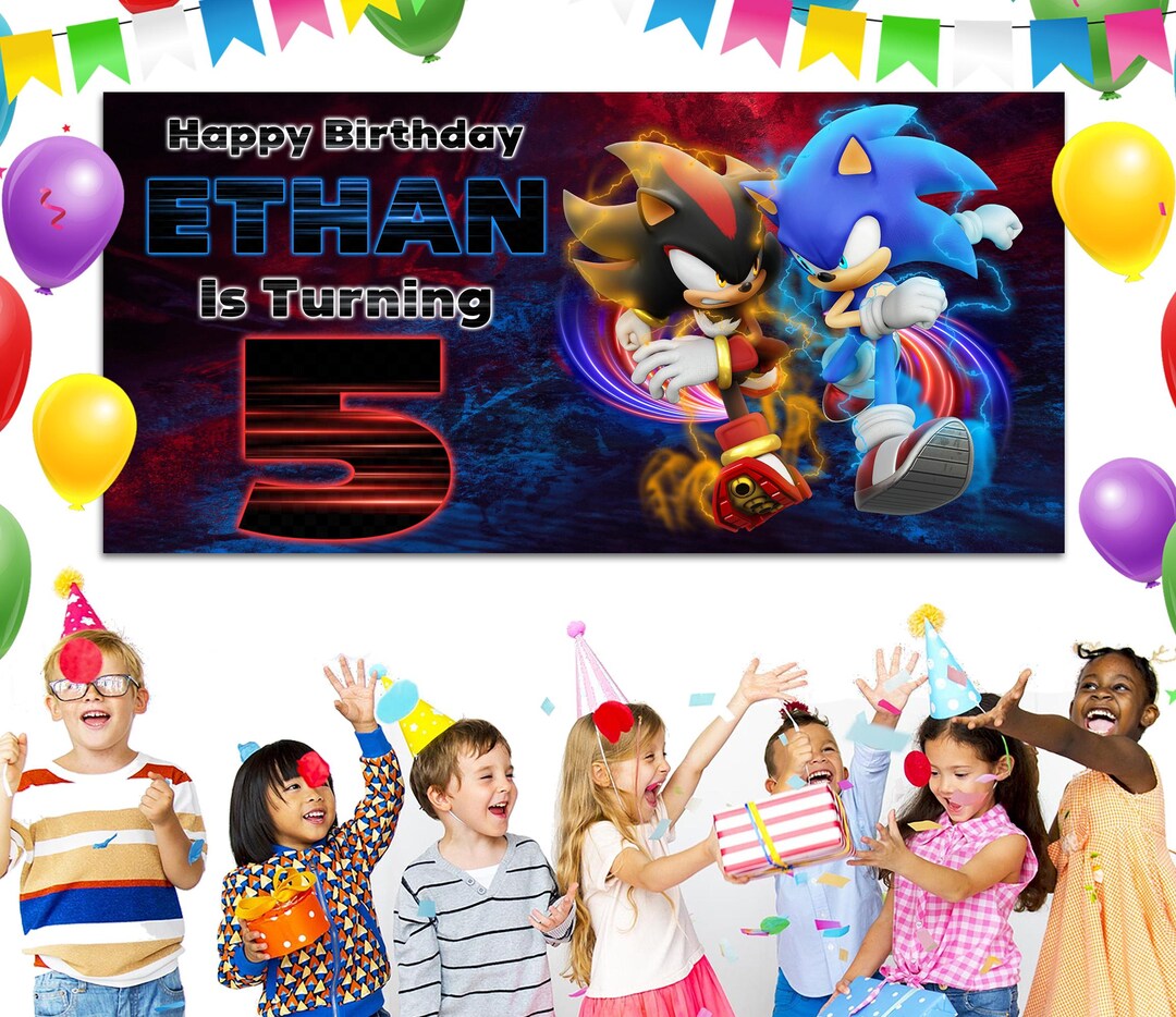Sonic Birthday Party Backdrop Sonic Birthday Banner Custom Sonic ...
