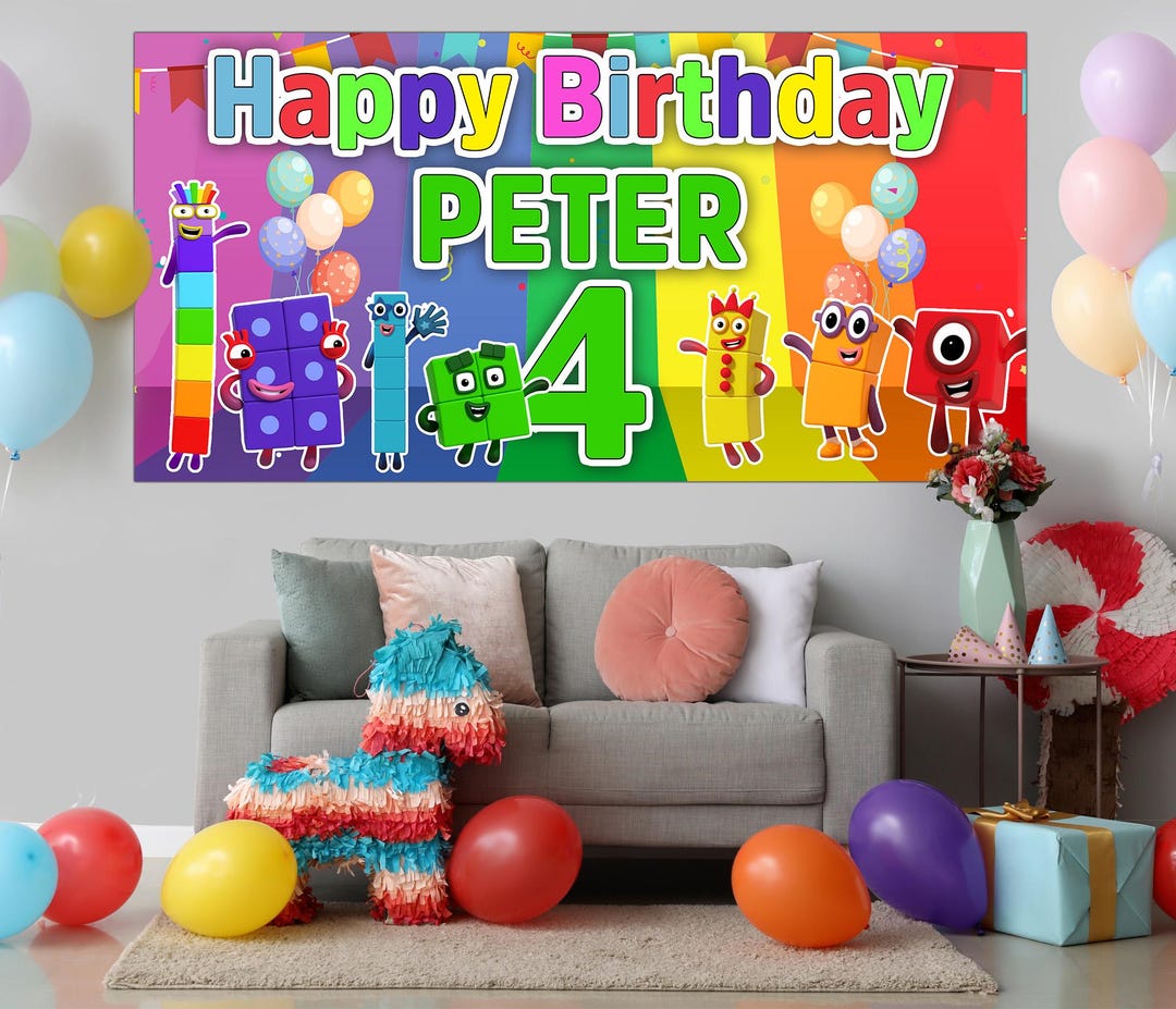 Numberblocks Birthday Backdrop/numberblocks Birthday Banner ...