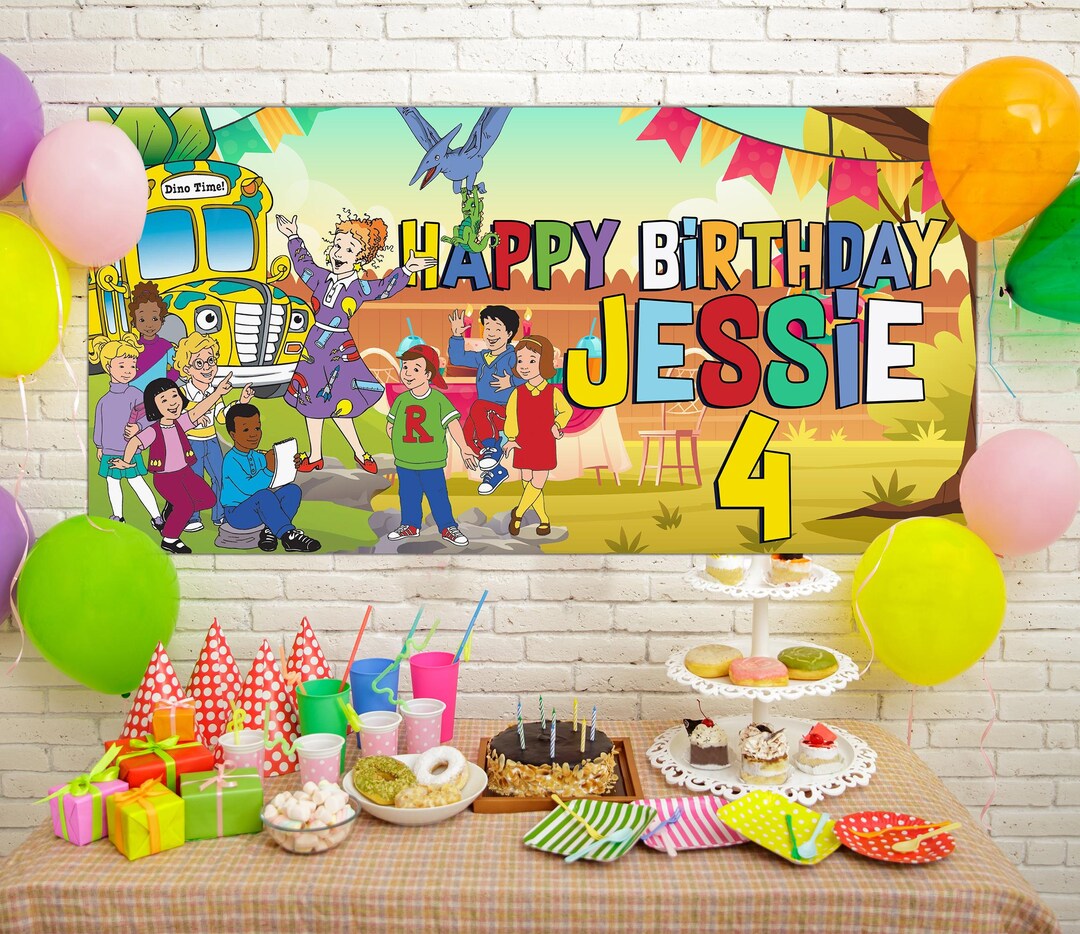 Ms Frizzle Personalized Backdrop, Custom Kids Birthday Banner Ms ...