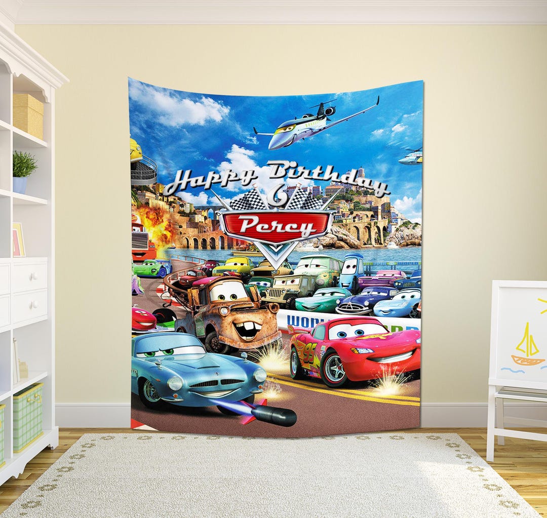 Cars Birthday Backdrop, Cars Birthday Banner,cars Birthday Decoration ...