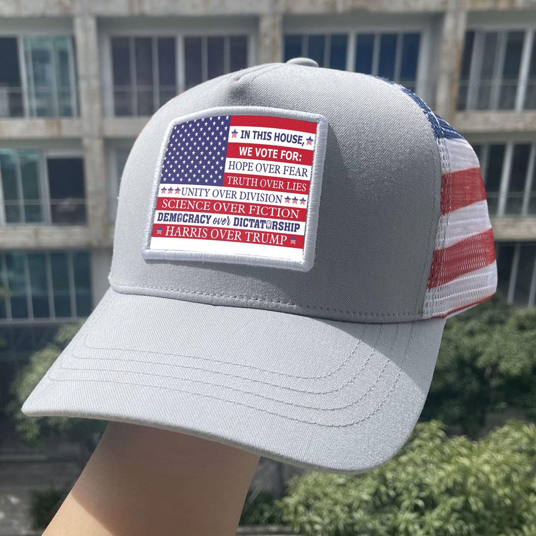 Kamala Harris in This House We Believe Trucker Hat, 2024 Campaign ...