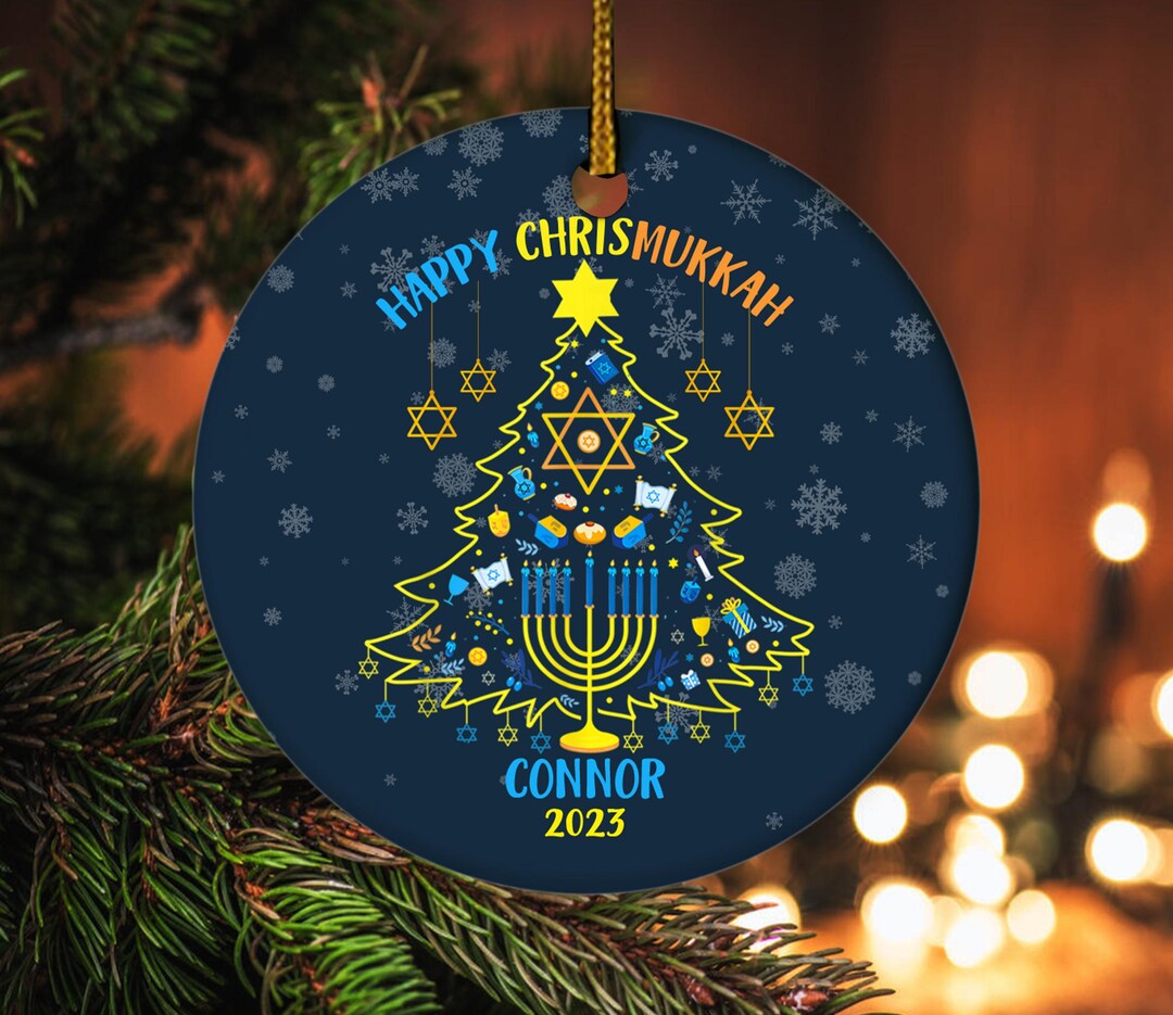Hanukkah Ornament, Chrismukkah 2024 Ornament, Personalized Chrismukkah ...