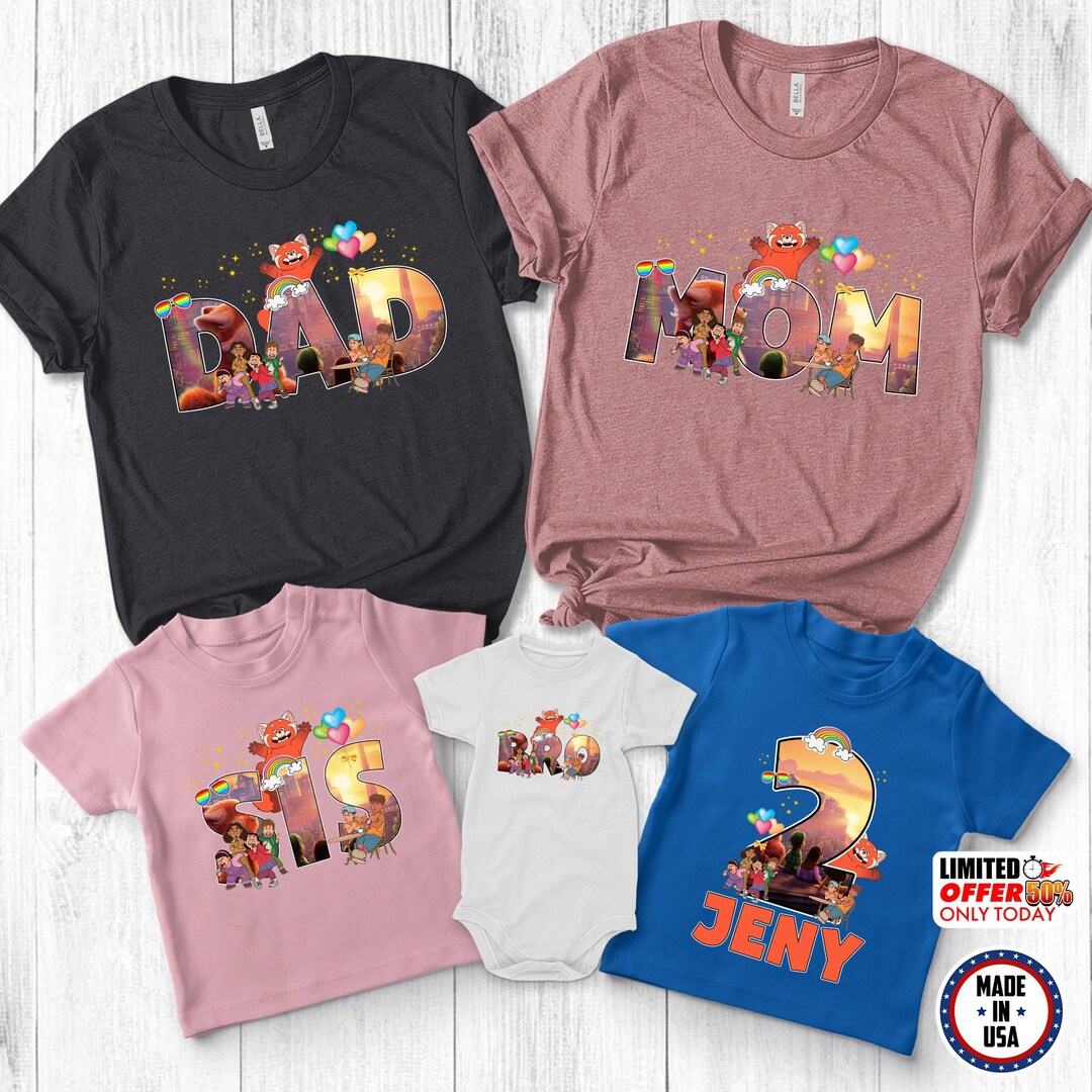 Personalized Turning Red Family Shirt, Turning Red Cartoon Birthday ...