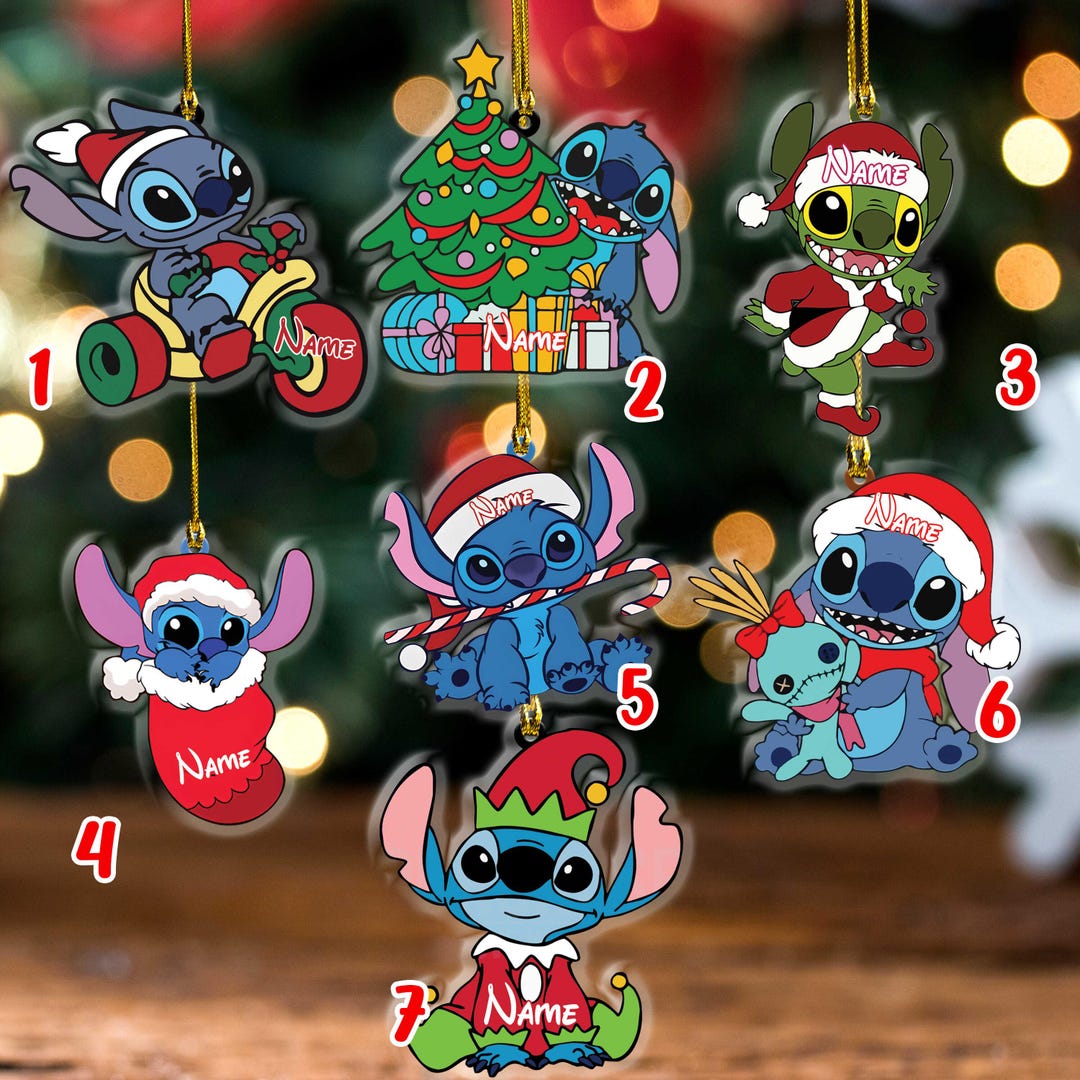 Personalized Disney Stitch Christmas Ornament, Disney Family Christmas ...