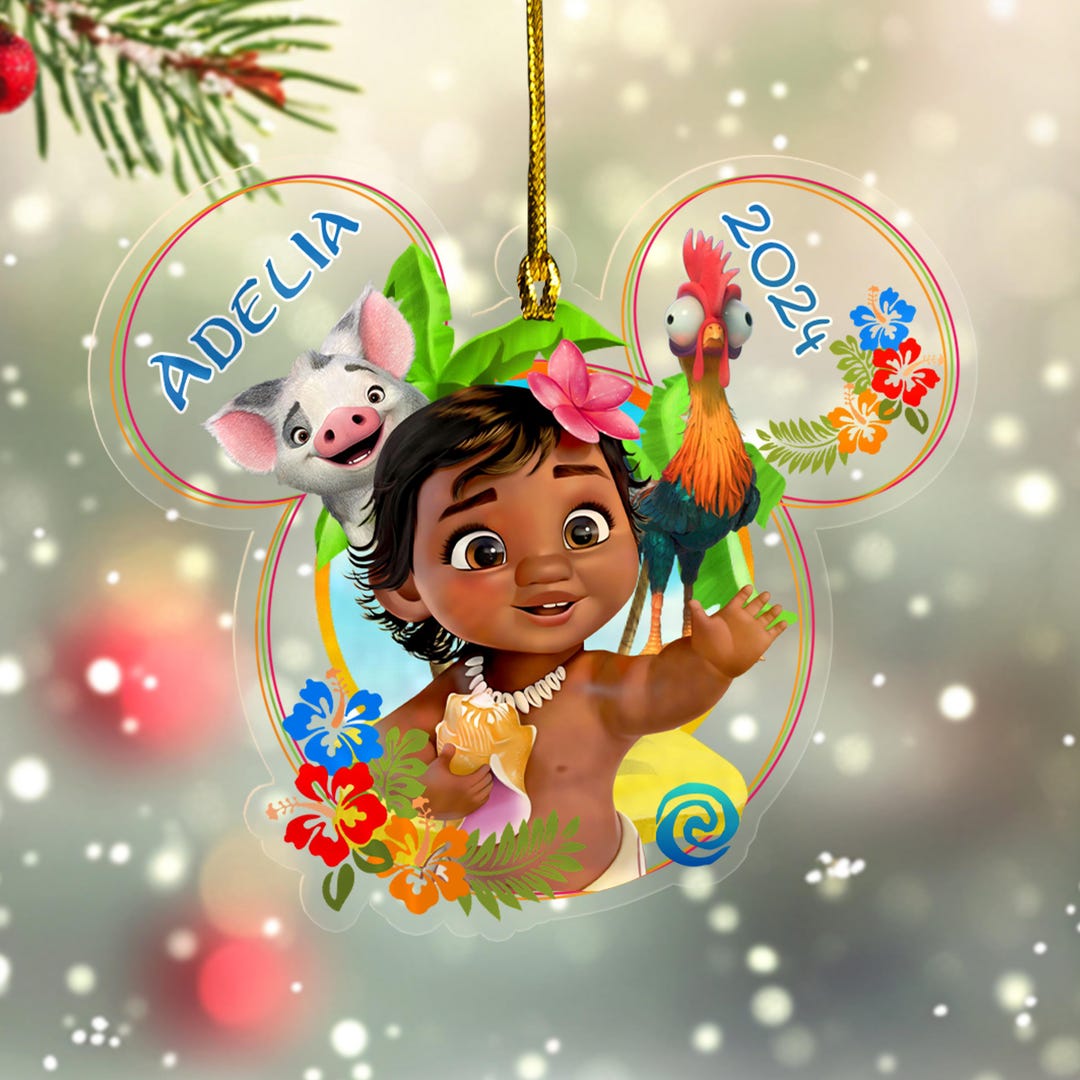 Custom Name Moana Ornament, Christmas 2024 Ornament, Disney Christmas ...