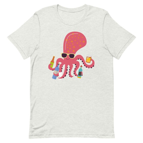 Octopus Drinking T-shirt Beer Tequila Vodka Party Vacation Tee | Etsy