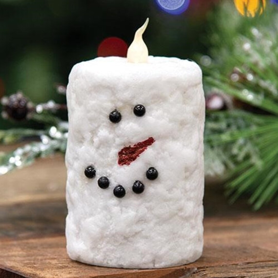 Snowman Timer Pillar Candle - Etsy
