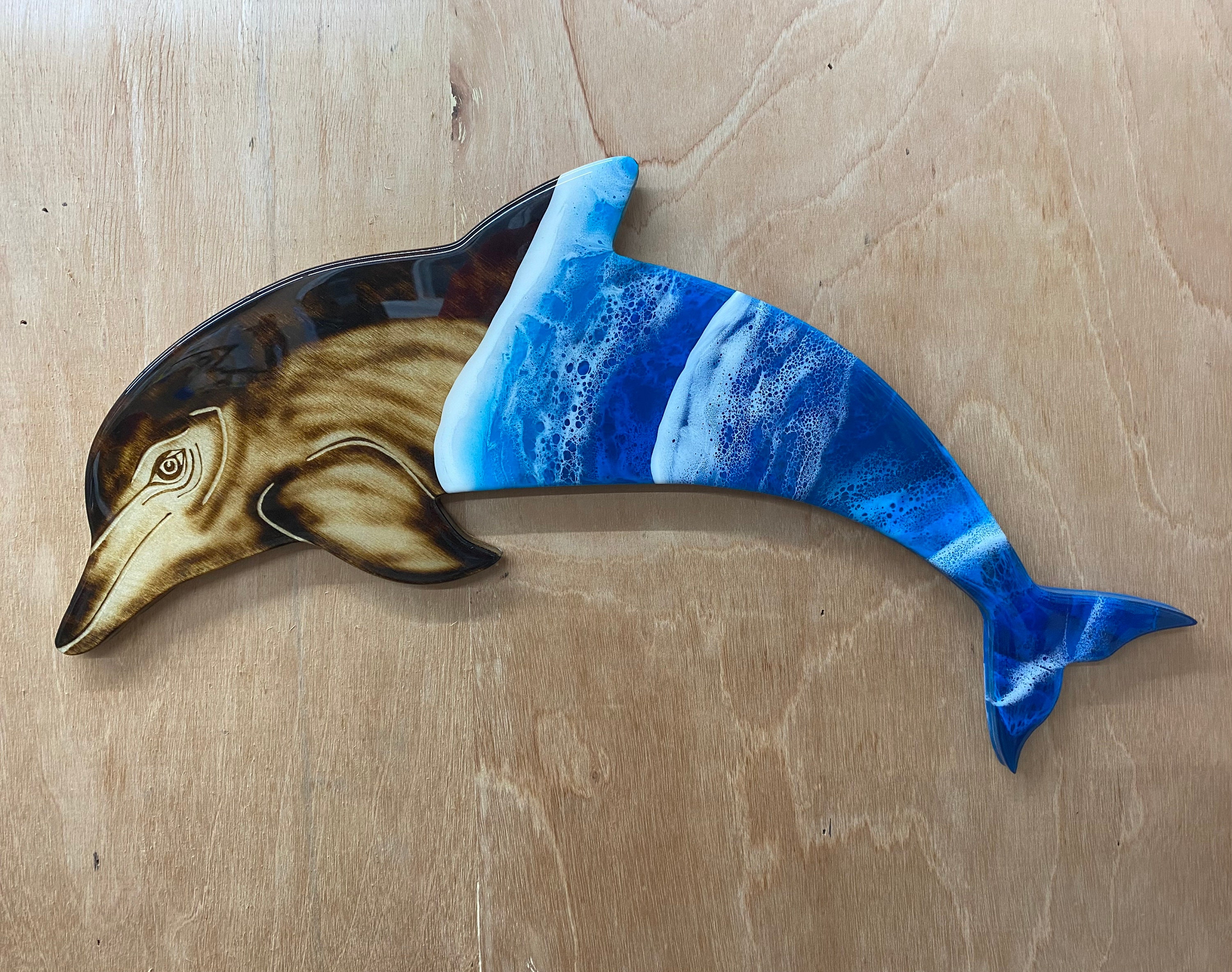 Wood Burned & Resin Dolphin Wall Décor - Etsy